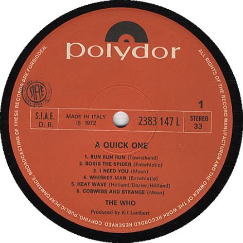 The Who A Quick One Italian vinyl LP album (LP record) (326762)