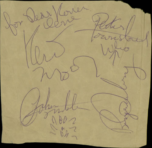 The Who Fully Autographed - Including Keith Moon US memorabilia (386535 ...