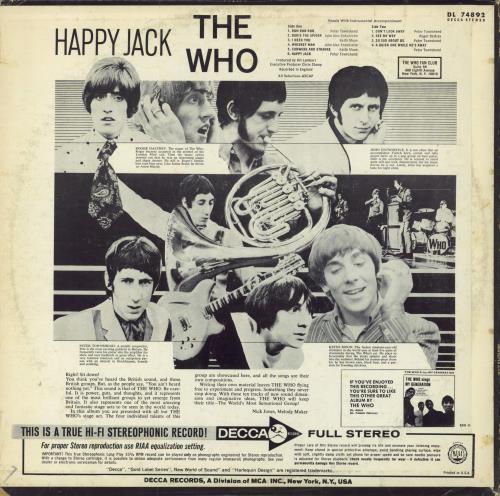 The Who Happy Jack US vinyl LP album (LP record) (798843)