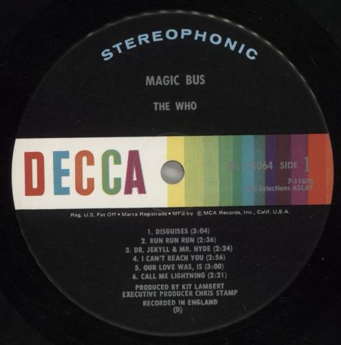 The Who Magic Bus - 2nd US vinyl LP album (LP record) (436023)