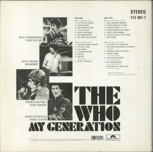 The Who My Generation UK 2-LP vinyl record set (Double LP Album) (224281)