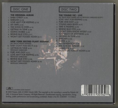 The Who Who's Next UK 2 CD album set (Double CD) (716588)
