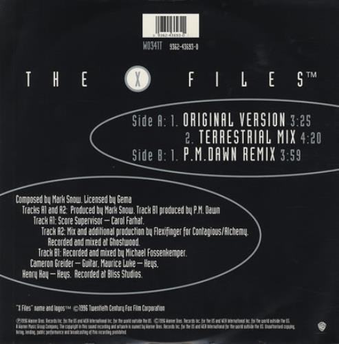 The X-Files The X Files UK 12" vinyl single (12 inch record / Maxi ...
