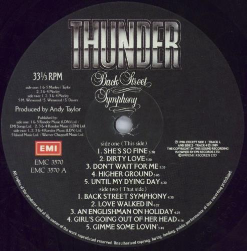 Thunder Backstreet Symphony - EX UK vinyl LP album (LP record) (820749)