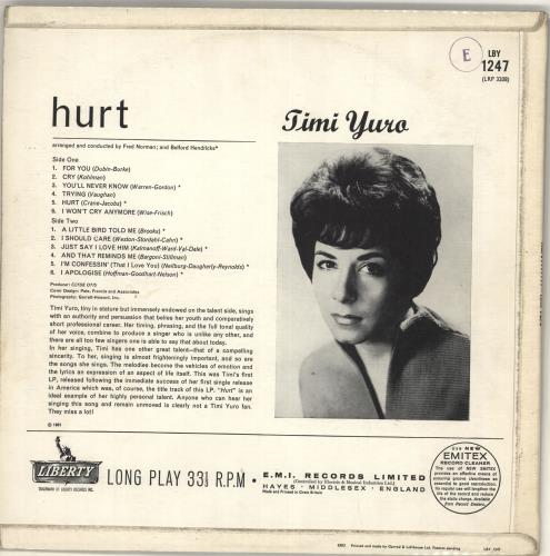 Timi Yuro Hurt!!!!!!! UK vinyl LP album (LP record) (700840)