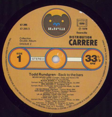 Todd Rundgren Back To The Bars French 2-LP vinyl record set (Double LP ...