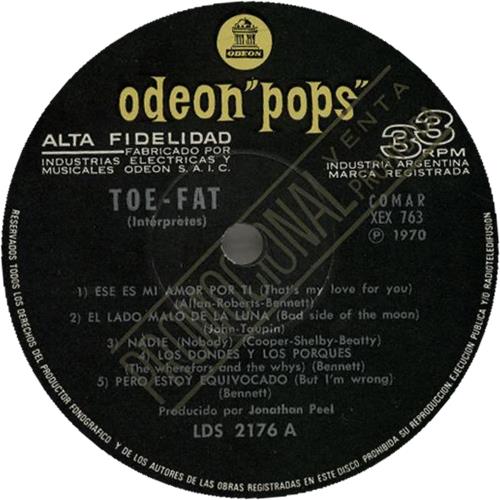 Toe Fat Toe Fat Argentinean Promo vinyl LP album (LP record) (651780)