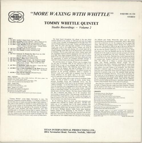 Tommy Whittle More Waxing With Whittle UK vinyl LP album (LP record ...