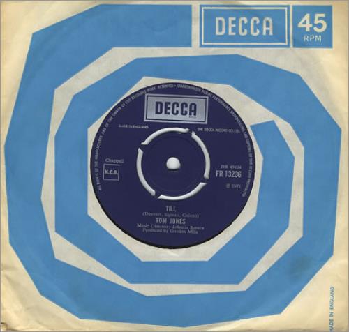Tom Jones Till UK 7" vinyl single (7 inch record / 45) (372275)