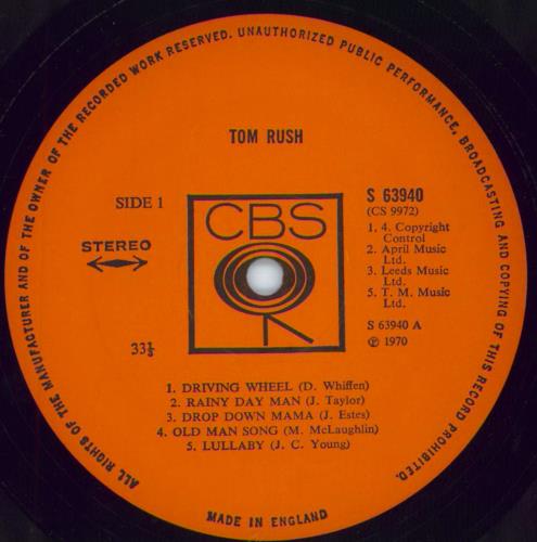 Tom Rush Tom Rush UK vinyl LP album (LP record) (797467)