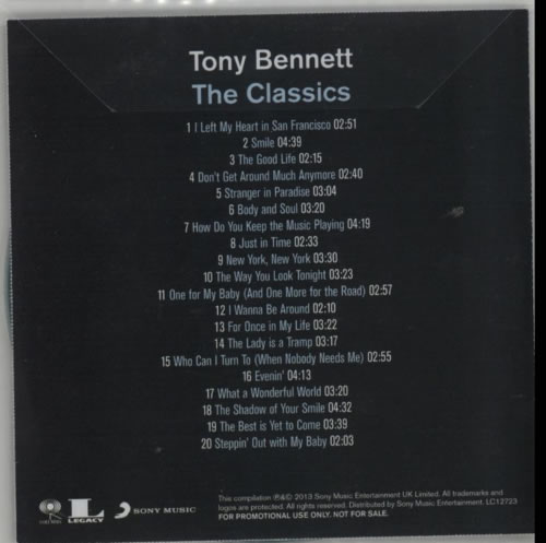 Tony Bennett The Classics UK Promo CD-R acetate (606915)