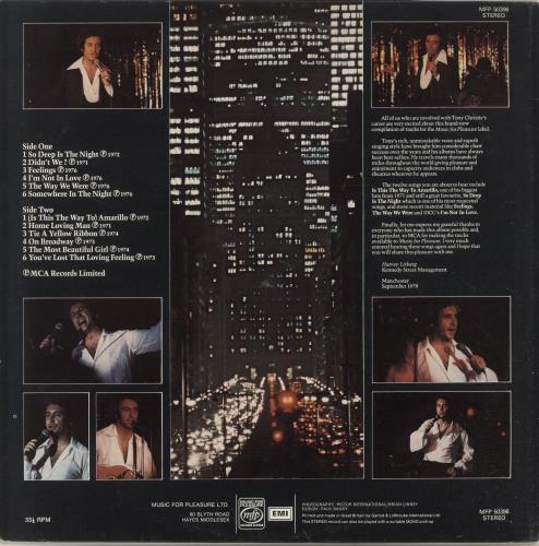 Tony Christie So Deep Is The Night UK vinyl LP album (LP record) (696233)