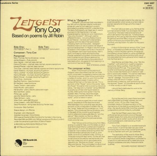 Tony Coe Zeitgeist UK vinyl LP album (LP record) (702879)