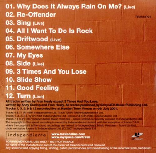 Travis (90s) Travis UK Promo CD album (CDLP) (417926)