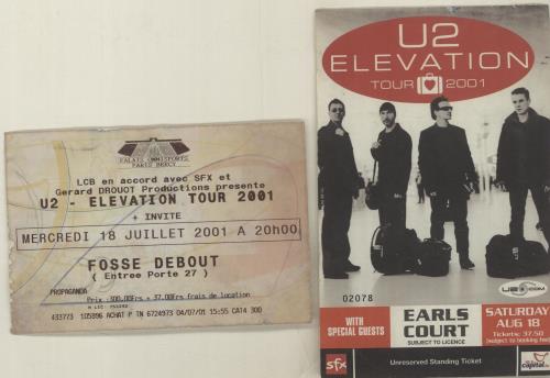 U2 Elevation Tour - Two Ticket Stubs UK concert ticket (686748) 3 ...