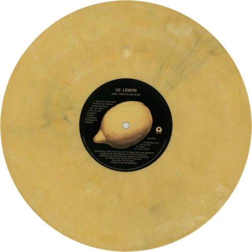 U2 Lemon - Yellow Marbled Vinyl US Promo 10" vinyl single (10 inch ...