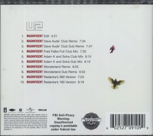 U2 Magnificent US CD single (CD5 / 5") (807170)
