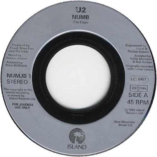 U2 Numb - Jukebox UK 7" vinyl single (7 inch record / 45) (23931)