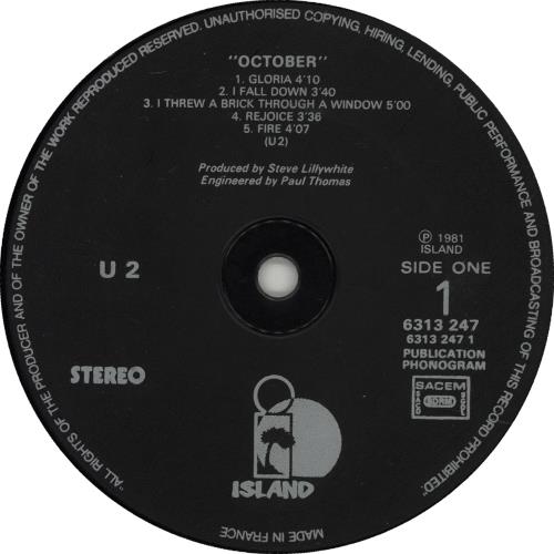 U2 October French vinyl LP album (LP record) (276939)