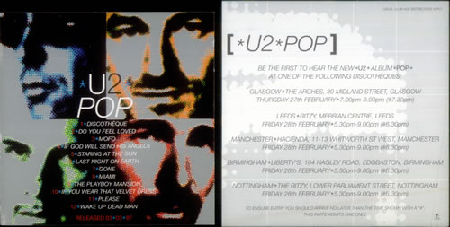 U2 Pop - Listening Party Invite UK memorabilia (543804) INVITE