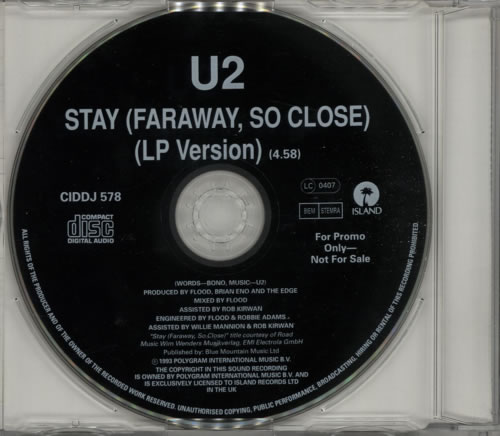U2 Stay (Faraway, So Close!) UK Promo CD single (CD5 / 5") (23963)