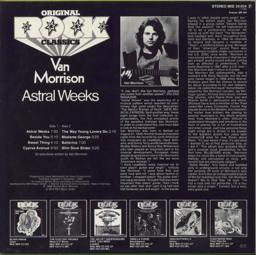 Van Morrison Astral Weeks German vinyl LP album (LP record) (804005)