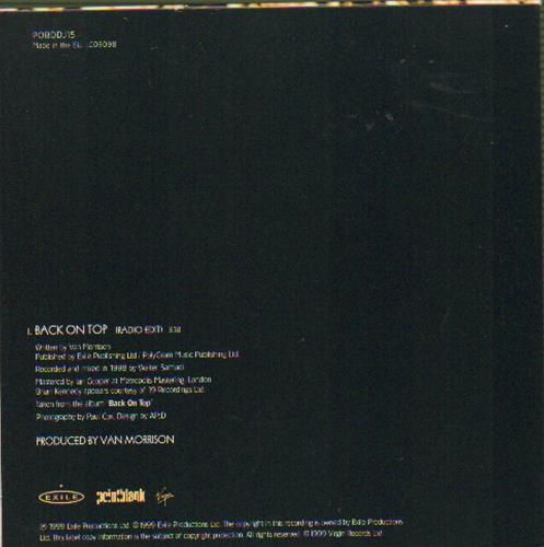 Van Morrison Back On Top UK Promo CD single (CD5 / 5") (135365)