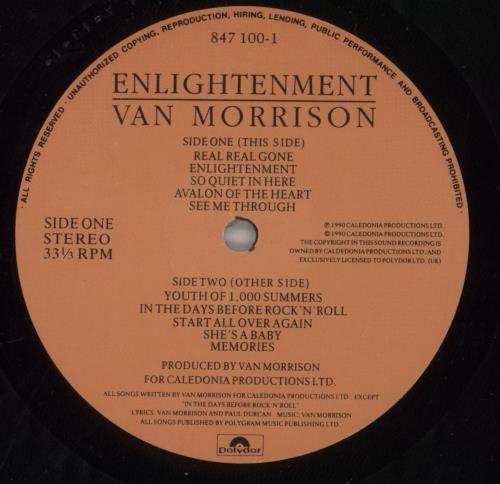 Van Morrison Enlightenment UK vinyl LP album (LP record) (488677)