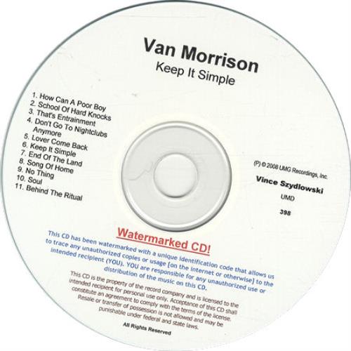 Van Morrison Keep It Simple US Promo CD-R acetate (436442)