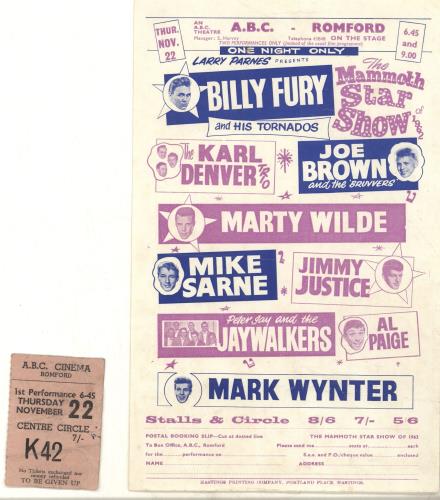 Various-60s & 70s ABC Romford Handbill + Ticket Stub UK handbill (694400)