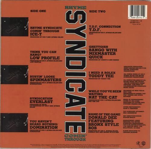 Various-Hip Hop & Rap Rhyme Syndicate Comin' Through UK vinyl LP album ...