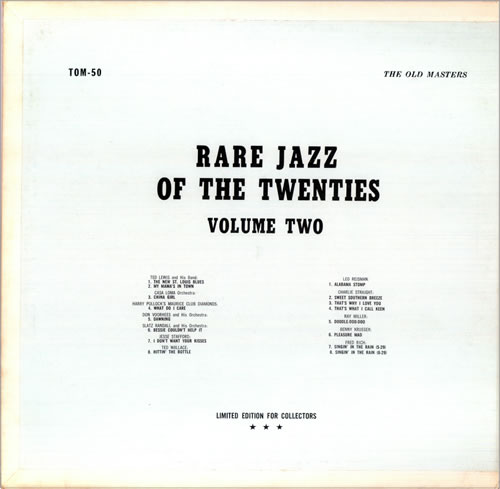 Various-Jazz Rare Jazz Of The Twenties US vinyl LP album (LP record ...