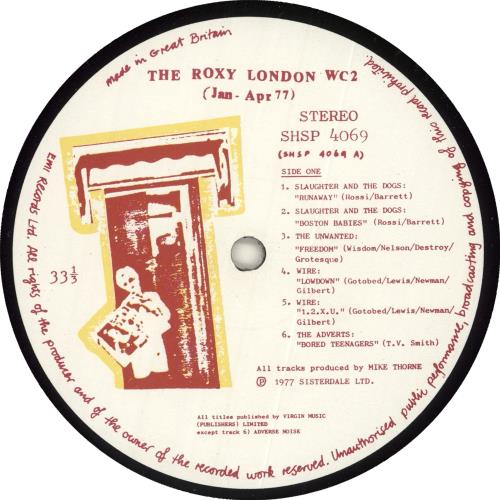 Various-Punk & New Wave The Roxy London WC2 (Jan-Apr 77) - Sample UK vinyl LP album (LP record ...