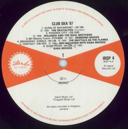 Various-Reggae & Ska Club Ska '67 UK vinyl LP album (LP record) (554282)