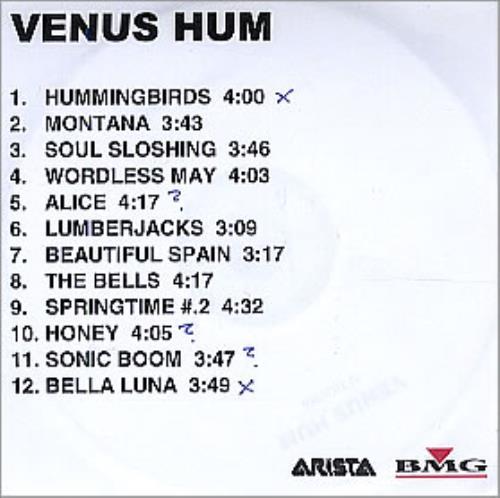 Venus Hum 12 Tracks UK Promo CD-R acetate (295643)