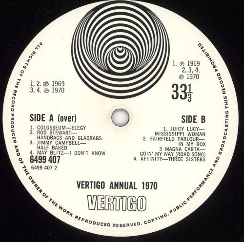 Vertigo Label The Vertigo Annual 1970 - Stickered UK 2-LP vinyl record ...
