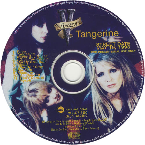 Vixen Tangerine US Promo CD album (CDLP) (117718)