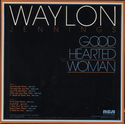 Waylon Jennings Good Hearted Woman Canadian vinyl LP album (LP record ...