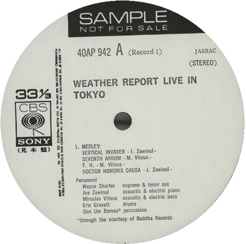 Weather Report Live In Tokyo Japanese Promo 2-LP vinyl record set ...