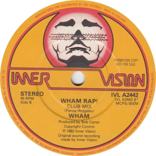 Wham Wham Rap! UK Promo 7" vinyl single (7 inch record / 45) (24668)
