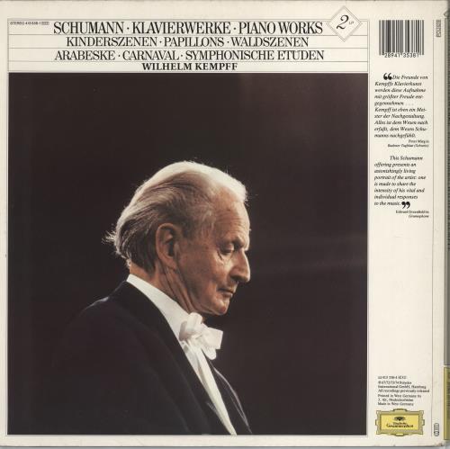 Wilhelm Kempff Schumann: Klavierwerke German 2-LP vinyl record set ...