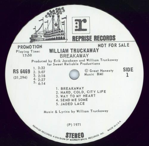 William Truckaway Breakaway US Promo vinyl LP album (LP record) (774423)
