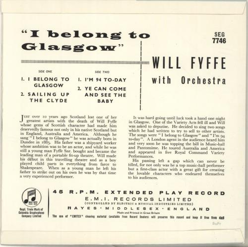 Will Fyffe I Belong To Glasgow EP UK 7" vinyl single (7 inch record ...