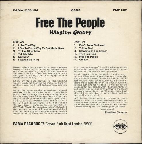 Winston Groovy Free The People UK vinyl LP album (LP record) (728421)