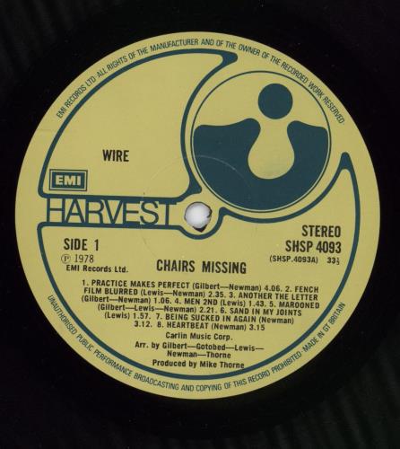 Wire Chairs Missing - 1st - EX UK vinyl LP album (LP record) (343193)