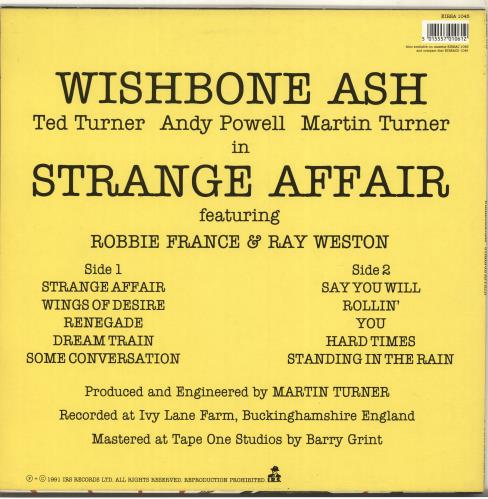 Wishbone Ash Strange Affair UK vinyl LP album (LP record) (703752)