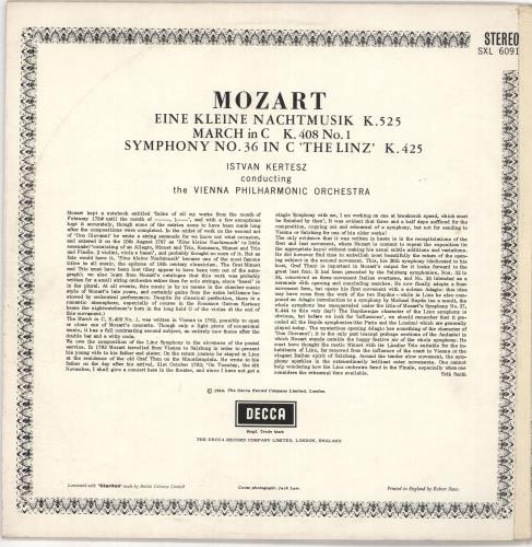 Wolfgang Amadeus Mozart Eine Kleine Nachtmusik K.525 / Symphony No.36 'The Linz' K.425 UK vinyl ...
