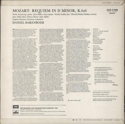 Wolfgang Amadeus Mozart Requiem UK vinyl LP album (LP record) (838525)