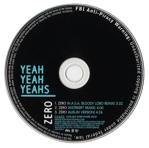 Yeah Yeah Yeahs Zero US Promo CD single (CD5 / 5") (479569)