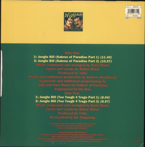 Yello Jungle Bill (Remixes) UK 12" vinyl single (12 inch record / Maxi ...